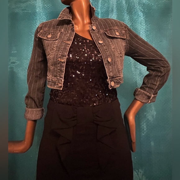 Jackets & Coats | Lvlx Level1 Pinstripe Denim Jacket Girls Top Ladies ...